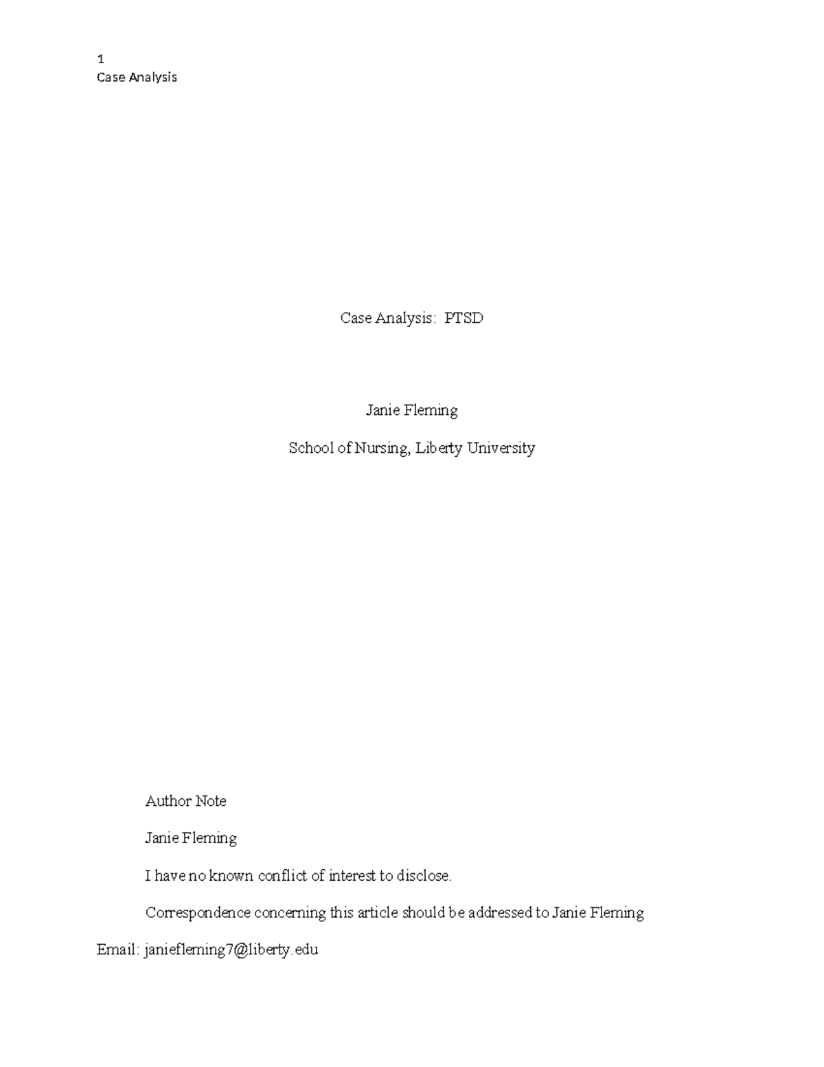 NURS 755 - Case Analysis: Pediatric PTSD Management and Treatment - Studocu