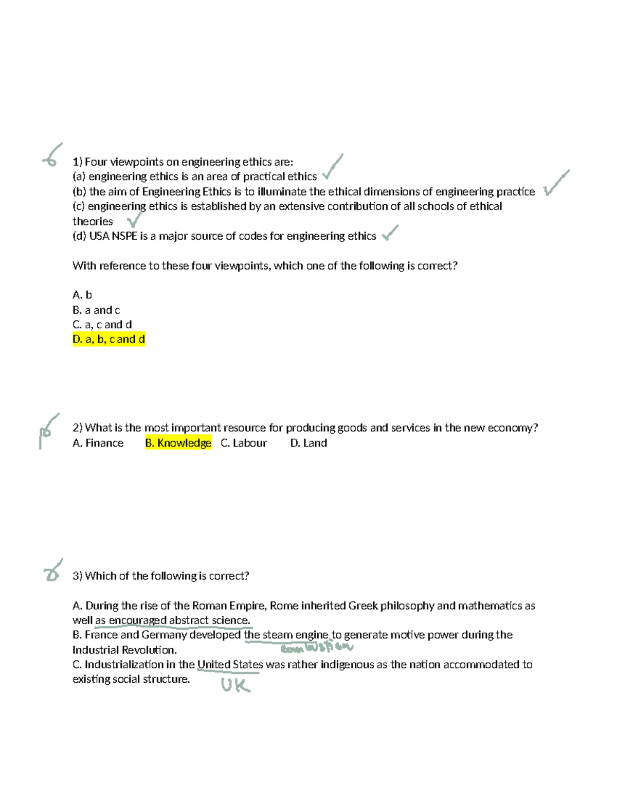 EG-1001 Quiz on Engineering Ethics and Professional Conduct - Studocu