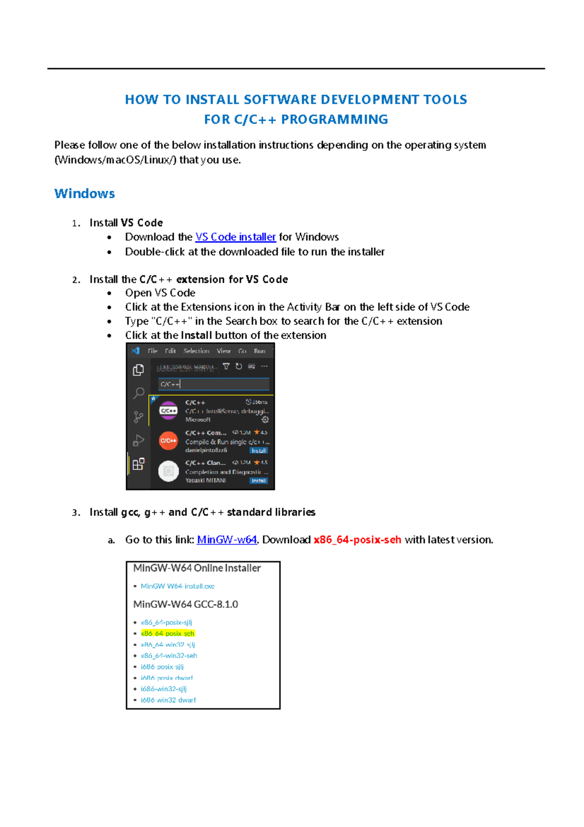 Visual Studio Code and GCC - Installation Guide - HOW TO INSTALL SOFTWARE DEVELOPMENT TOOLS FOR ...