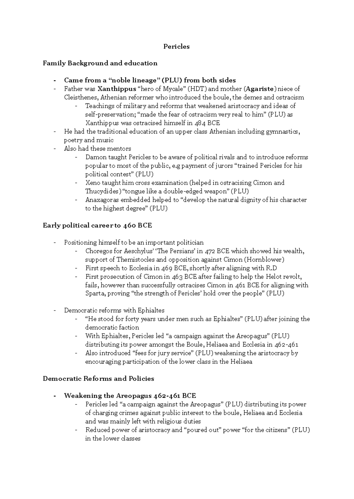 Pericles: Family Background, Education, and Political Influence (PLU ...