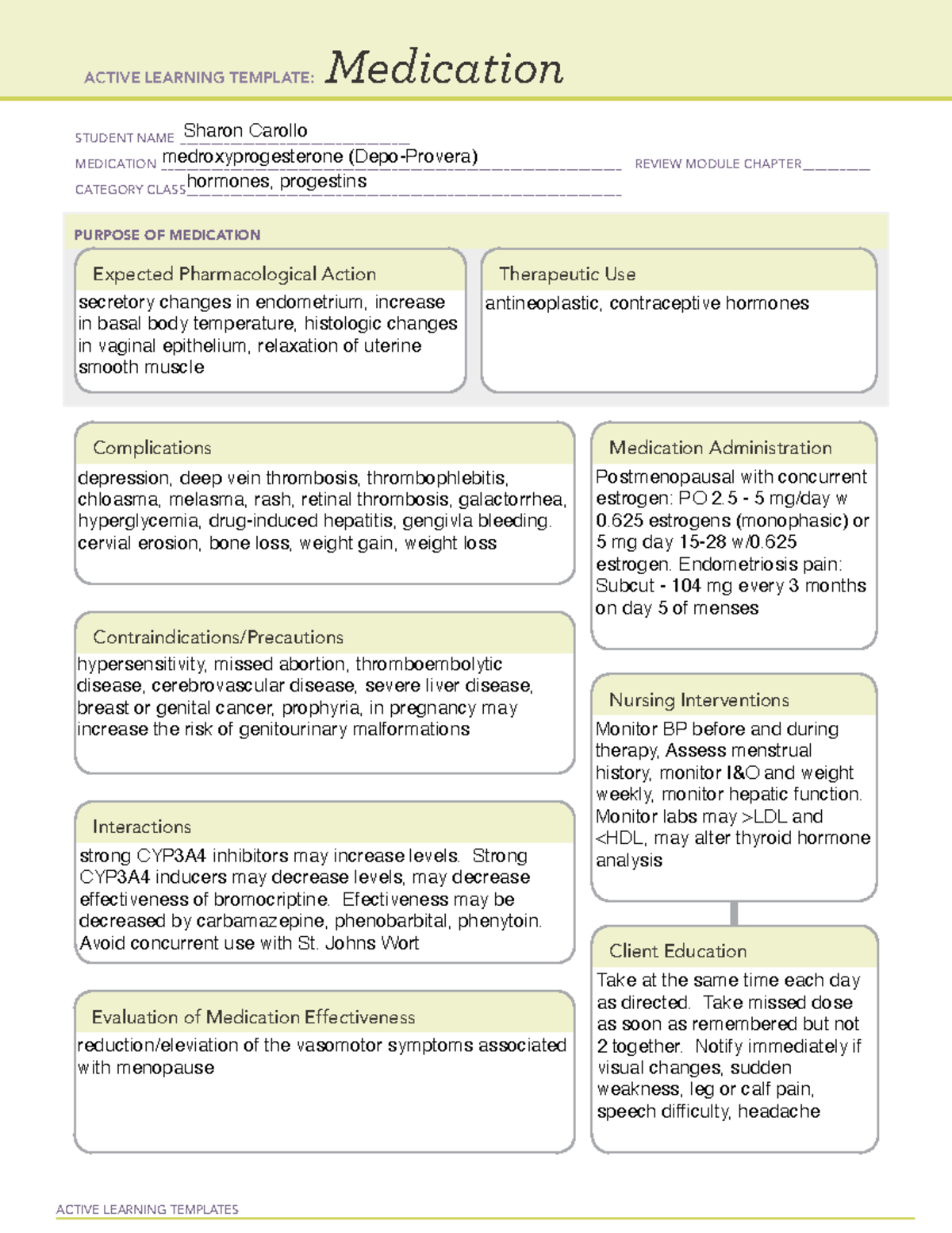 Medroxyprogesterone Overview - ALT Study Notes - Studocu
