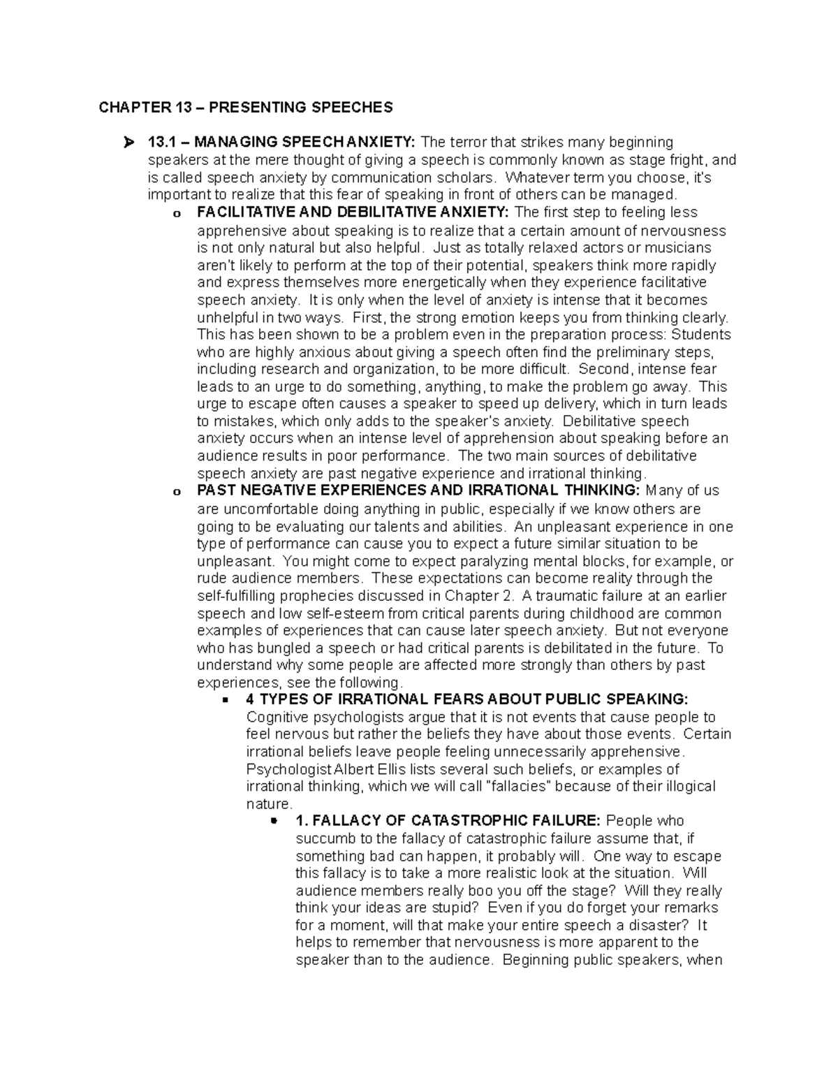 Chapter 13 SPCH: Mastering Speech Anxiety & Delivery Techniques - Studocu