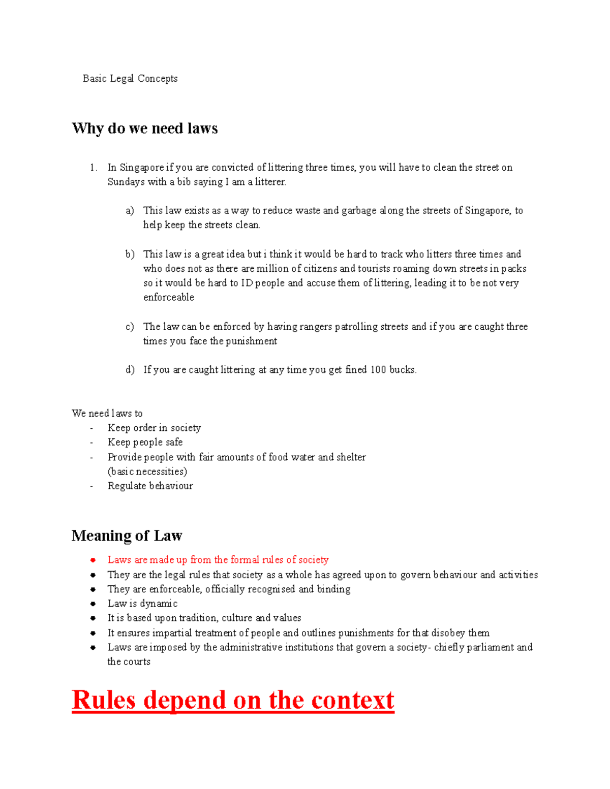 Legal Study Notes: Understanding Basic Legal Concepts in Singapore ...