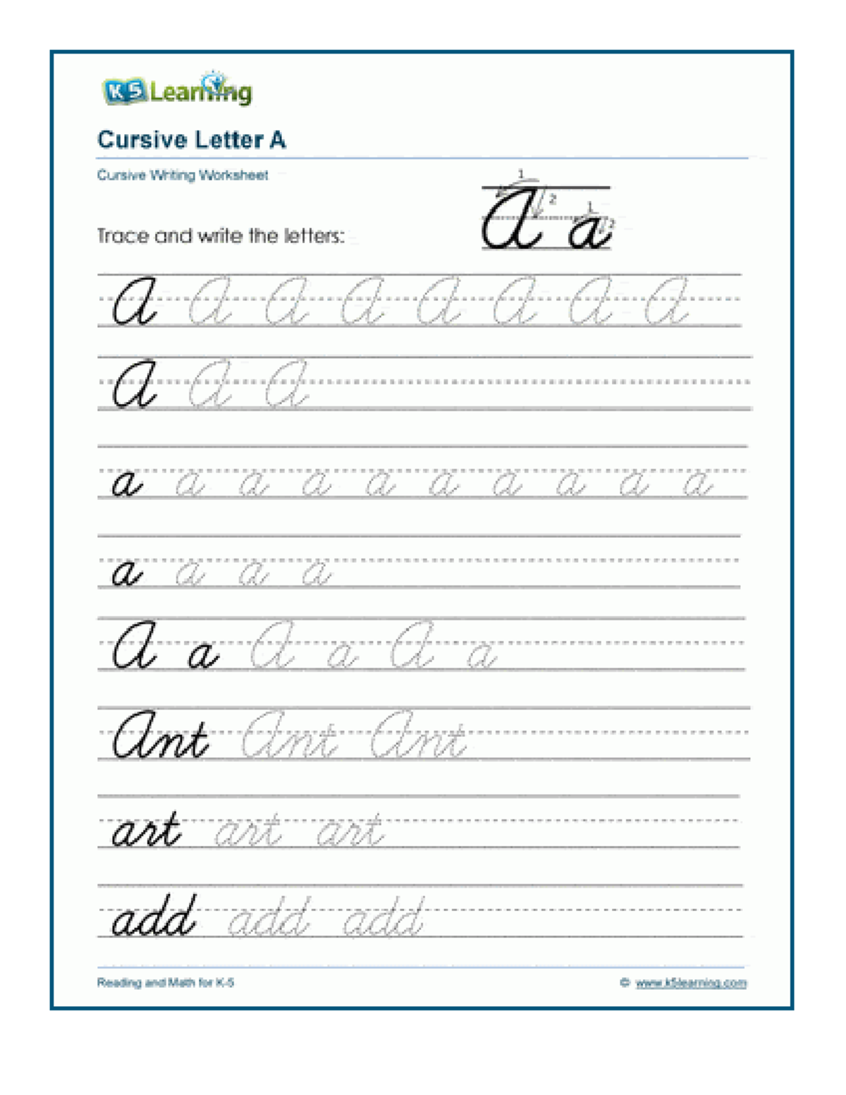 K5 Cursive Writing Worksheets: A to T Letter Tracing Guide - Studocu
