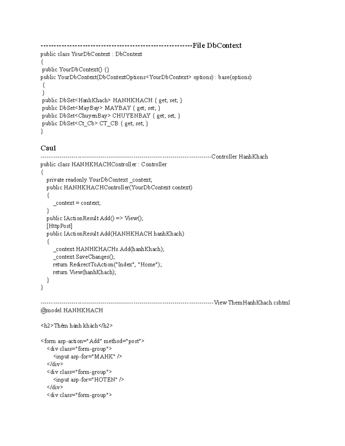 IS220 Ky1 22-23: Comprehensive Code for DbContext and Controllers - Studocu