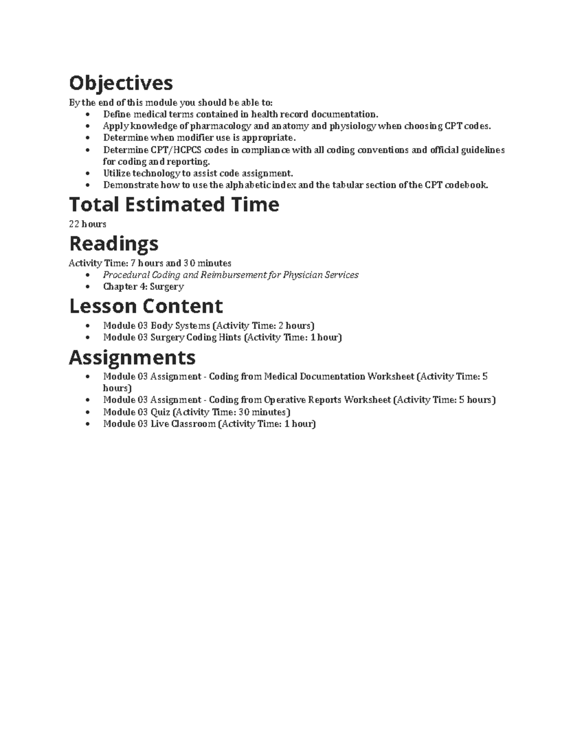 Mod 3 Overview: Health Record Coding & Compliance Coursework - Studocu