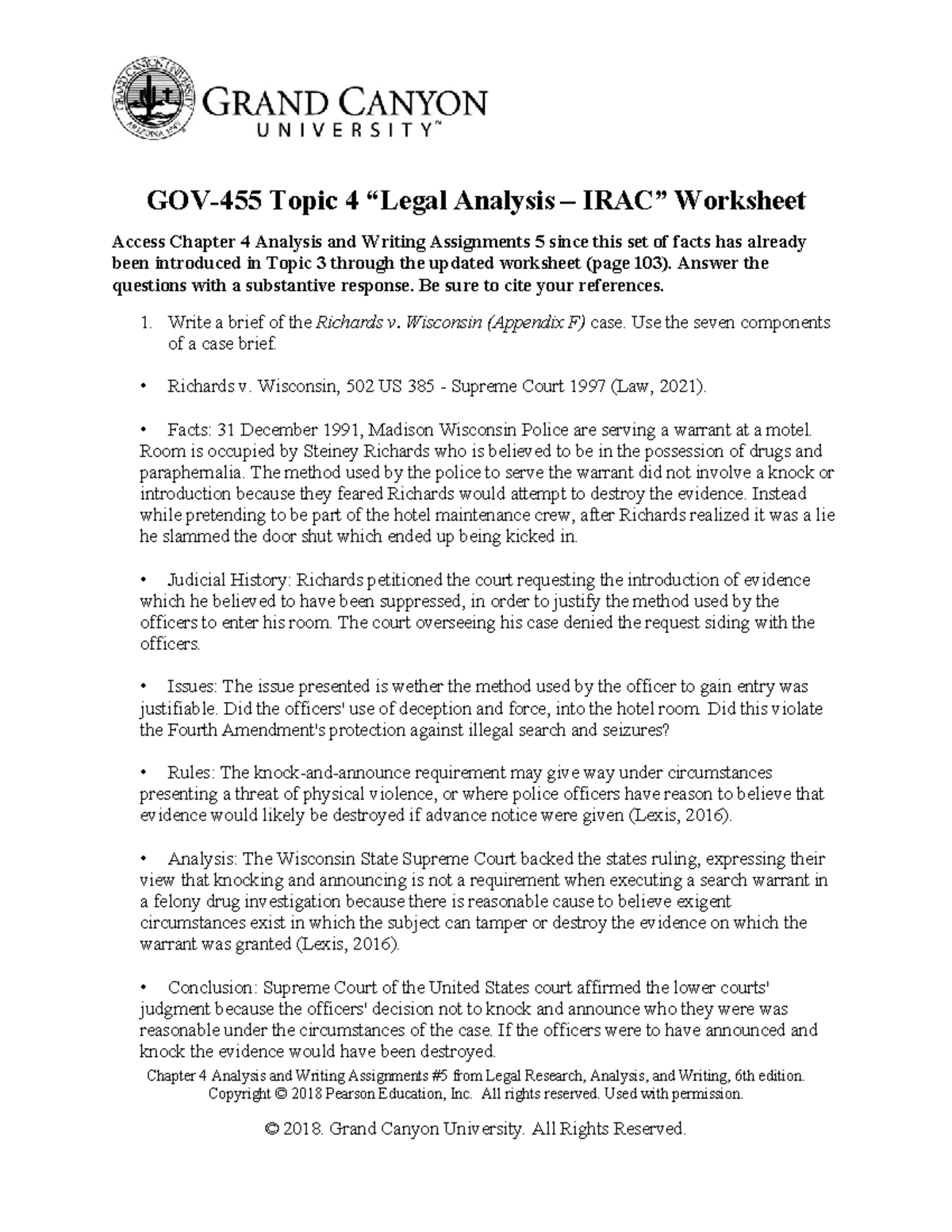 T4 IRAC Worksheet - assignment - Chapter 4 Analysis and Writing ...