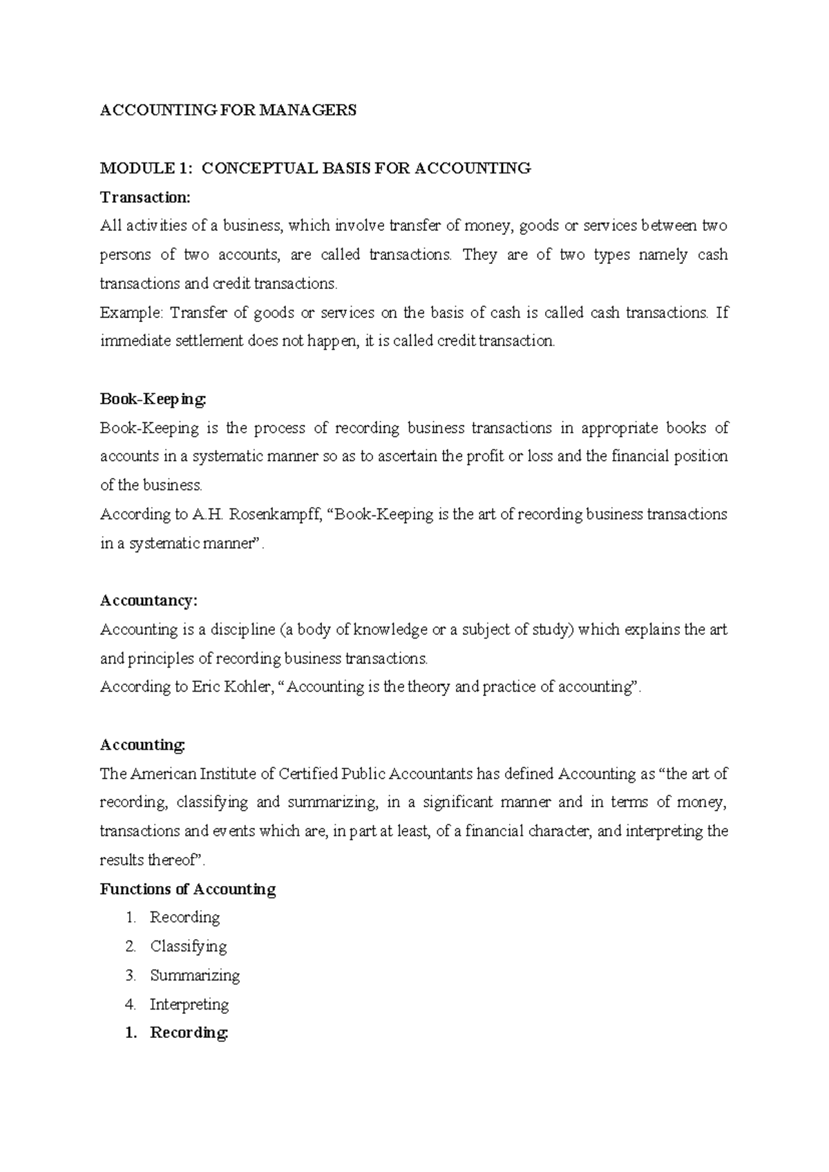 AFM 101: Conceptual Basis for Accounting - Module 1 Notes - Studocu