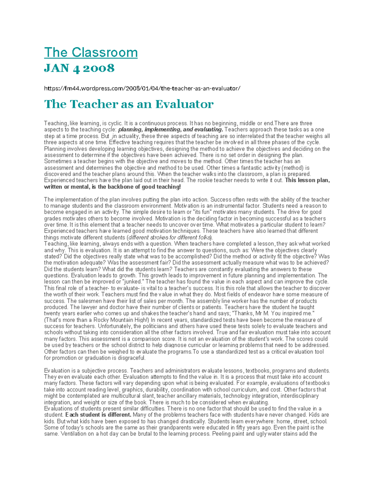 Evaluation in Teaching and Learning Process: Insights and Strategies ...