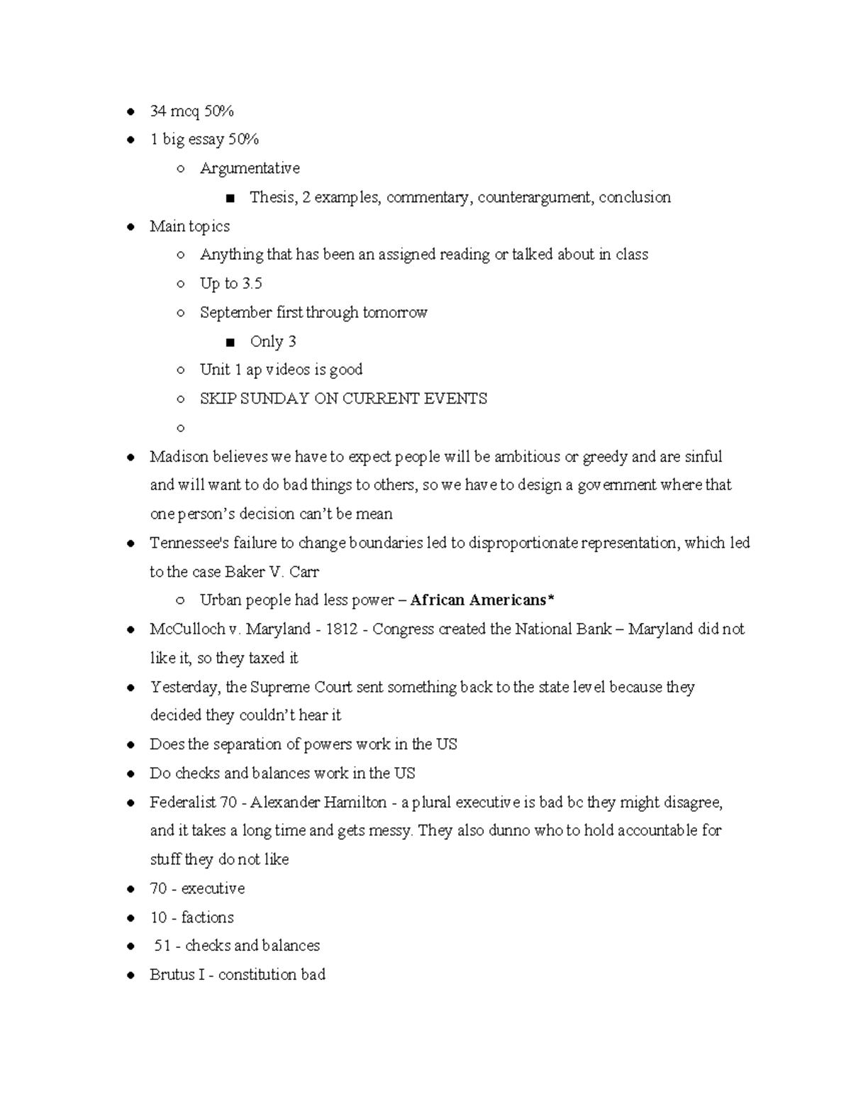 AP US Gov: Argumentative Thesis, Key Insights & Analysis - Studocu