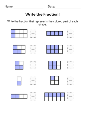 Understanding Fractions - 3rd Grade Worksheet - Name ...