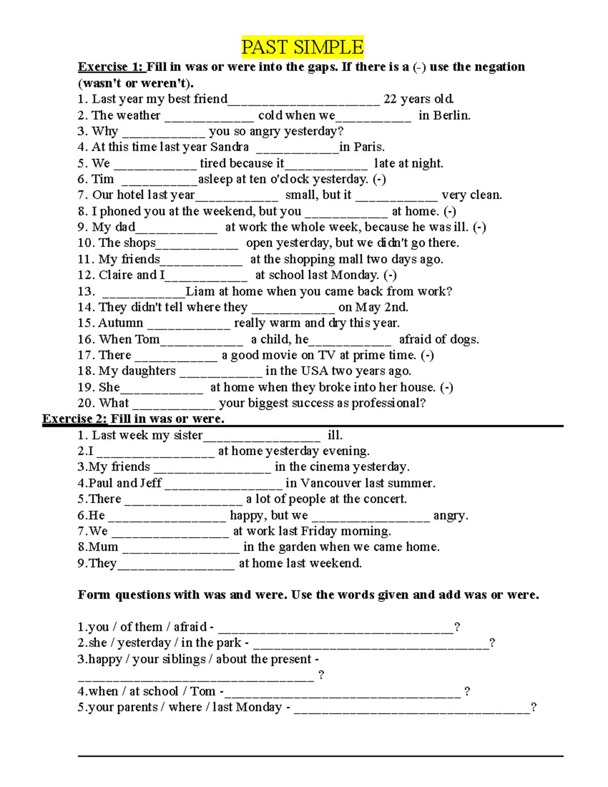 Unit 8 - Past Simple Exercises and Imperatives (QKD) - Studocu