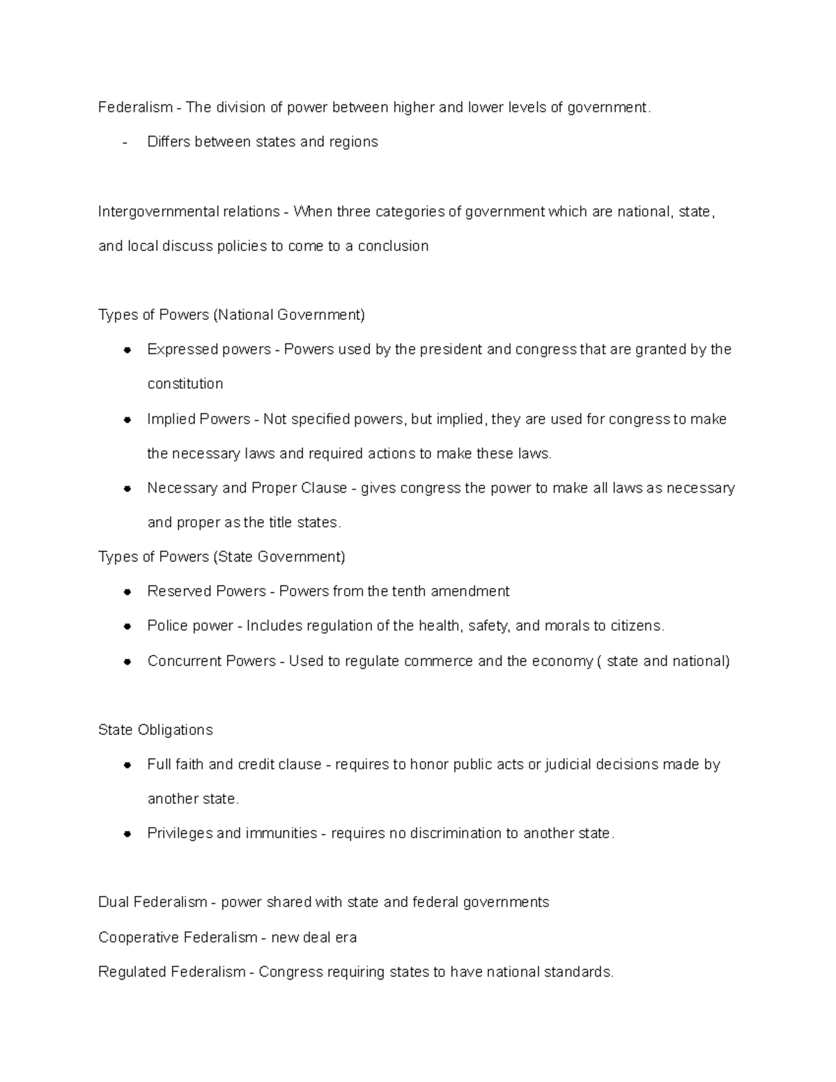 Ch. 3 Gov - Types of Powers of State & National Governments Explained ...