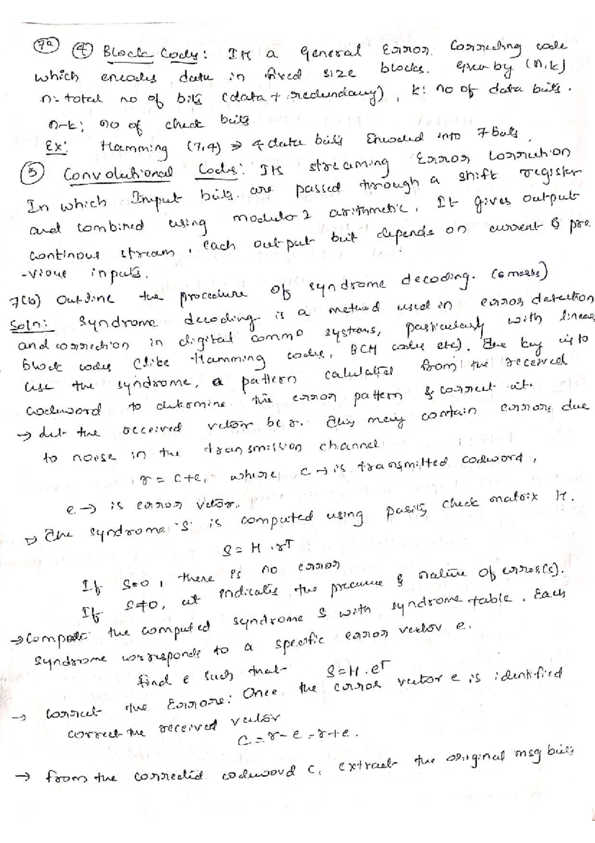 DC Important Questions: Mod4 & Mod5 on Error Correction Codes - Studocu