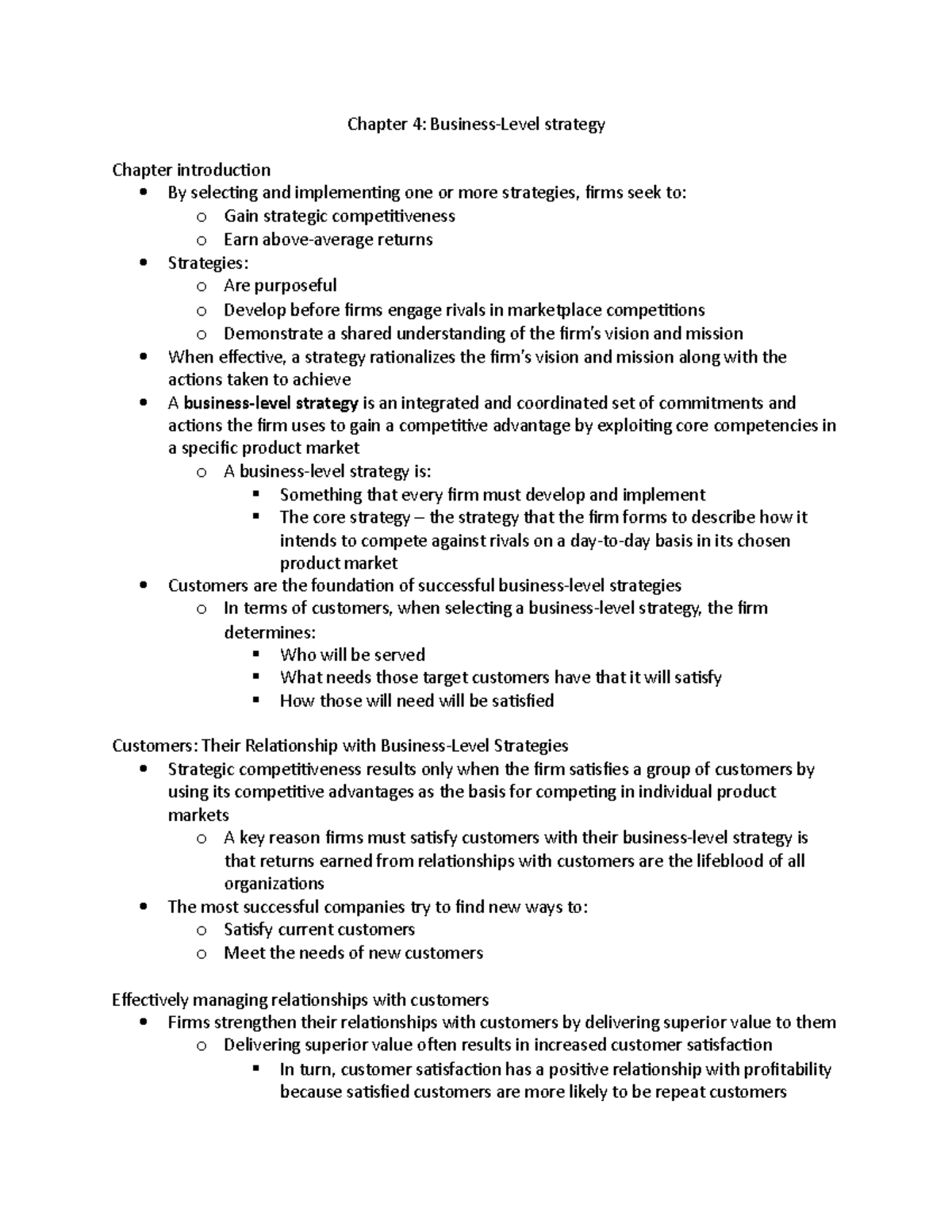 Chapter 4 - Chapter 4: Business-Level strategy Chapter introduction By ...