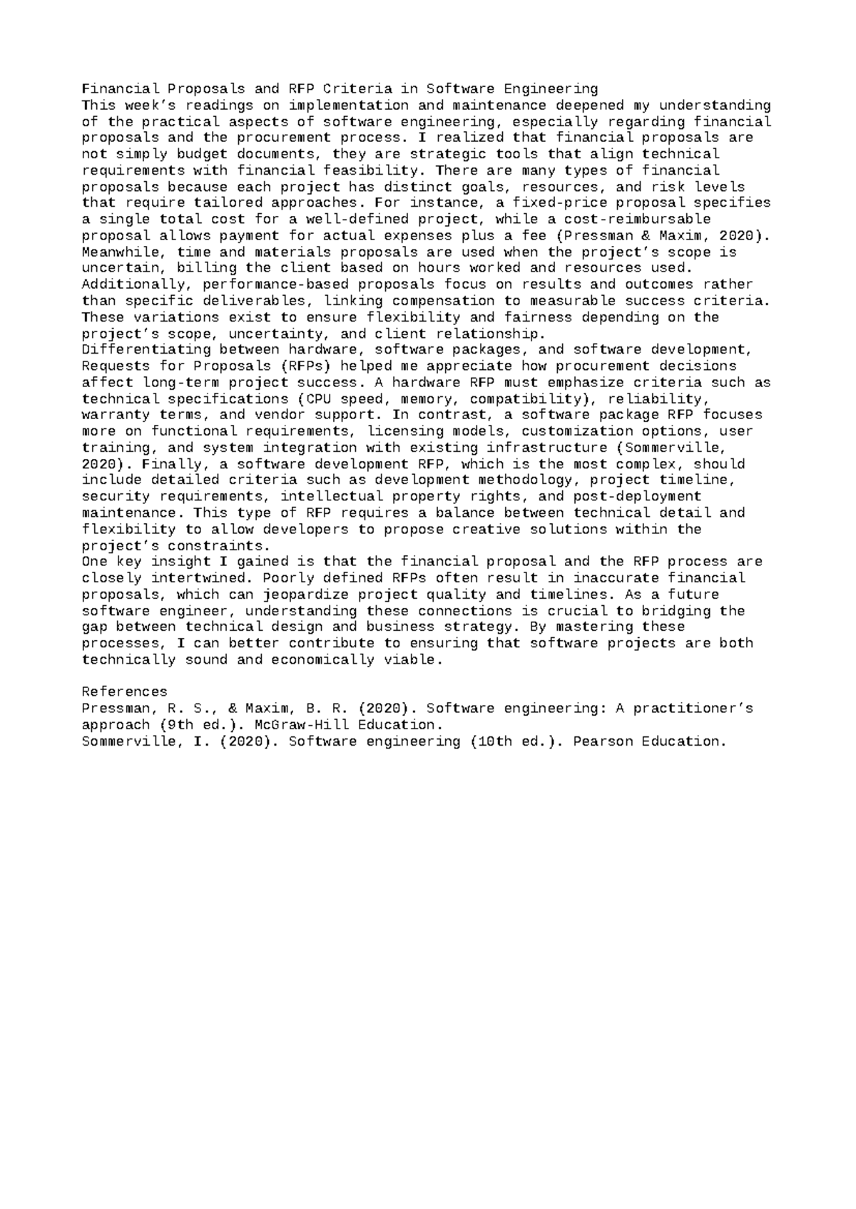 CS 4403-01 - AY2026-T1 Financial Proposals & RFPs in Software ...