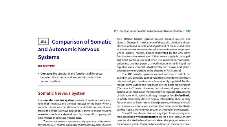 15.1 Comparison of Somatic and Autonomic Nervous Systems - Chapter 15 ...
