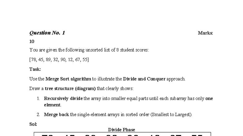 CS502 Merge Sort Algorithm: Divide & Conquer Analysis - Studocu