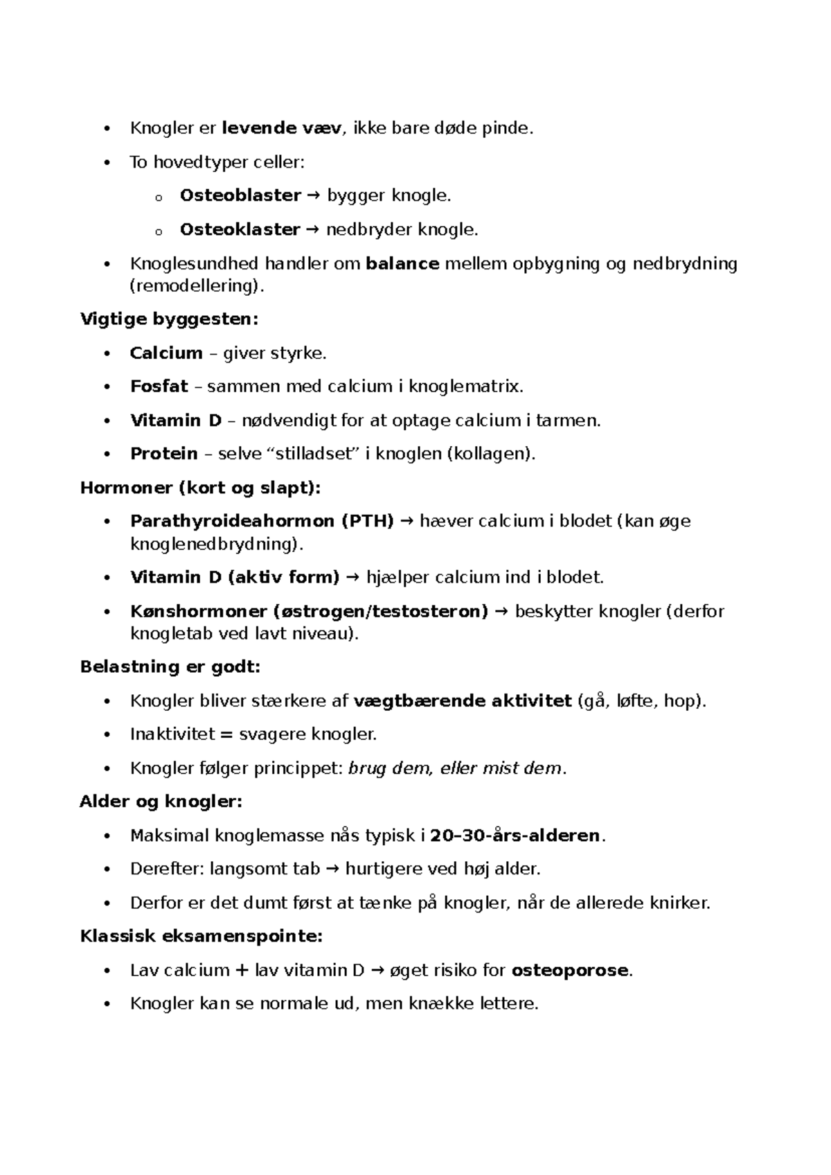Knogler som levende væv: Vigtige faktorer for knoglesundhed - Studocu
