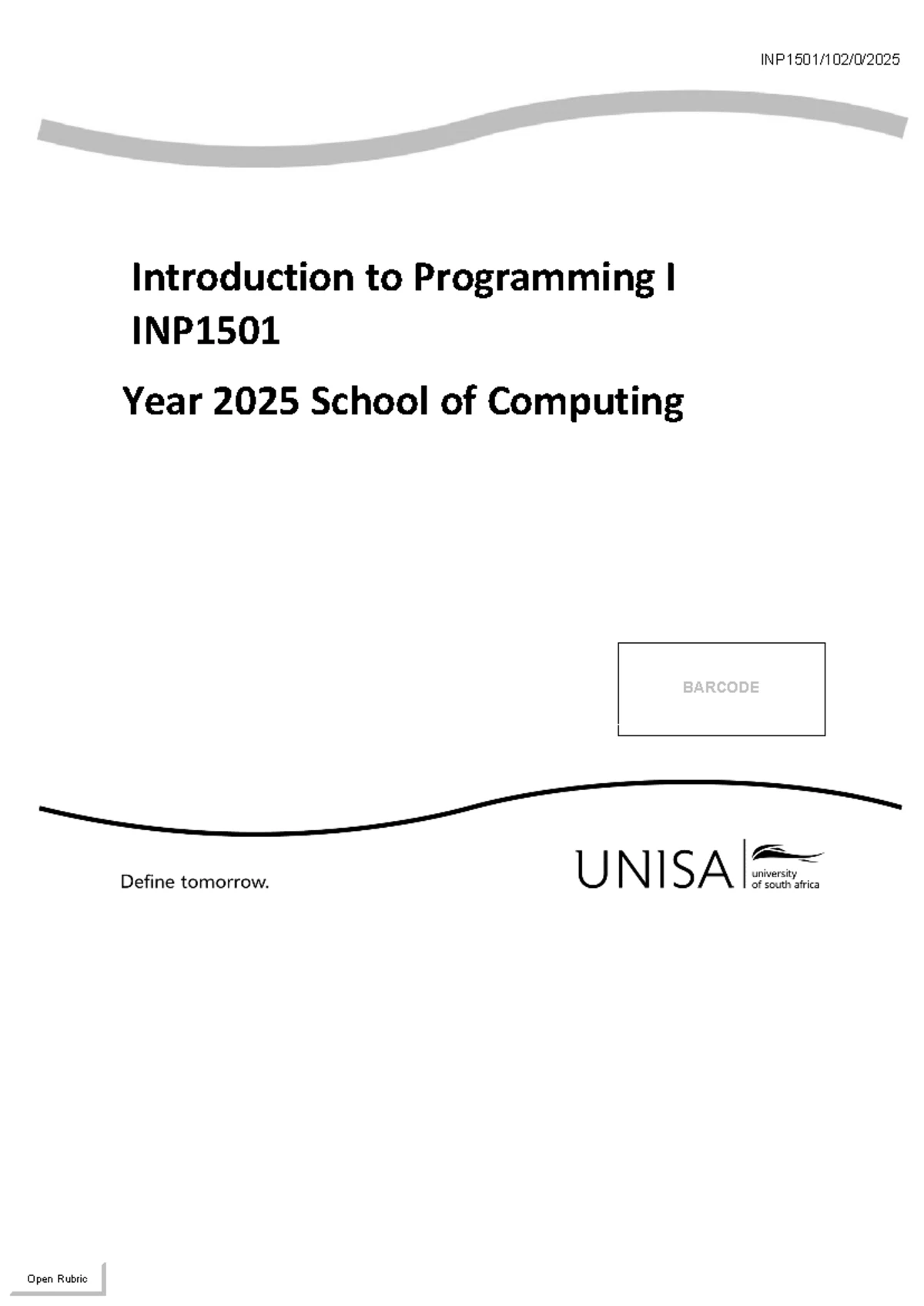 COS1511 Oct-Nov 2021 Exam - This examination question paper consists of 9 pages. INSTRUCTIONS ...