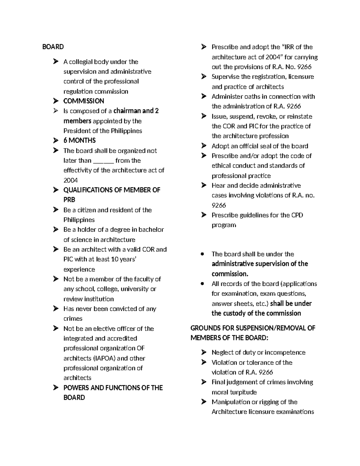 PRC Architecture Board: Reviewer for Professional Practice Exam - Studocu
