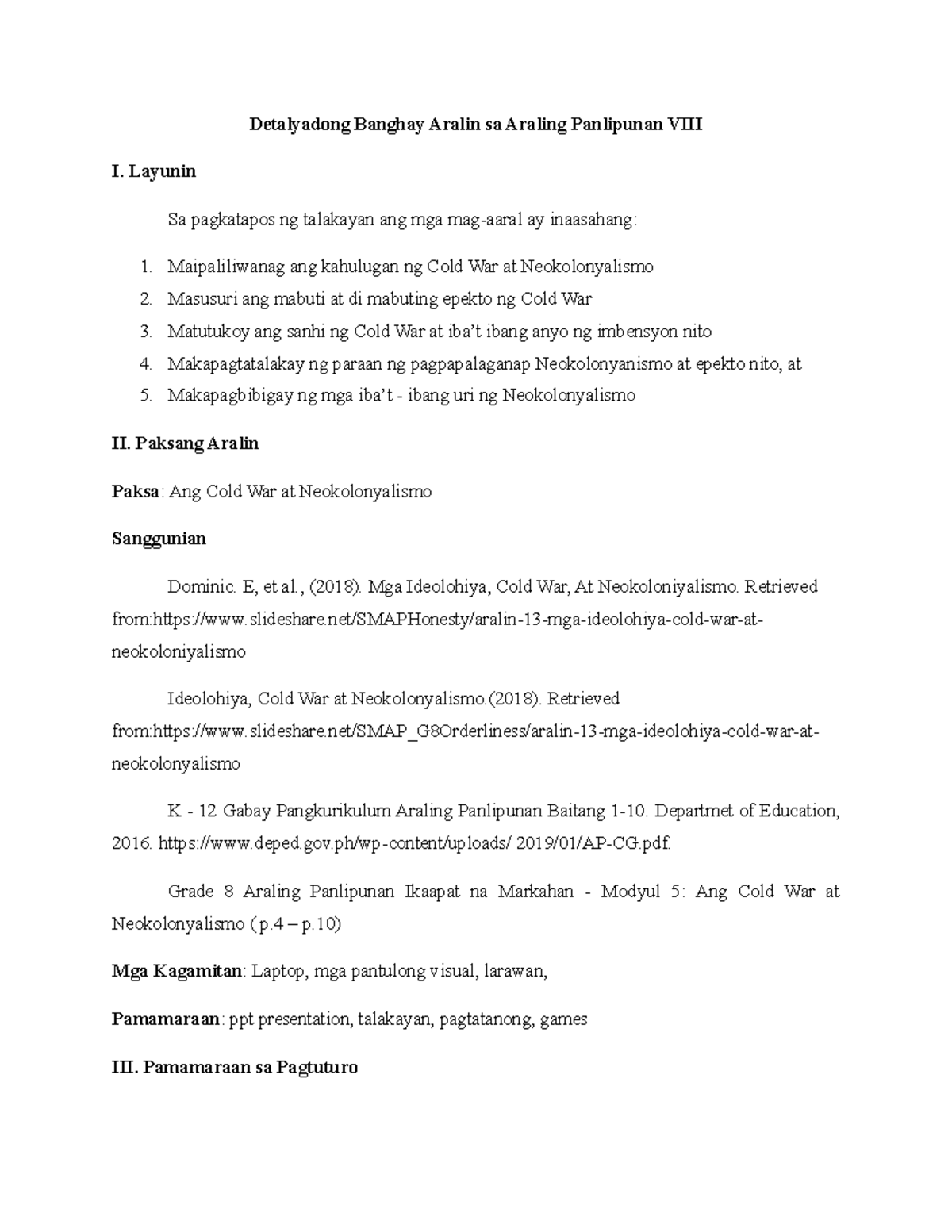 Ang Cold War at Neokolonyalismo(G8-M5) PART 1 - Detalyadong Banghay ...