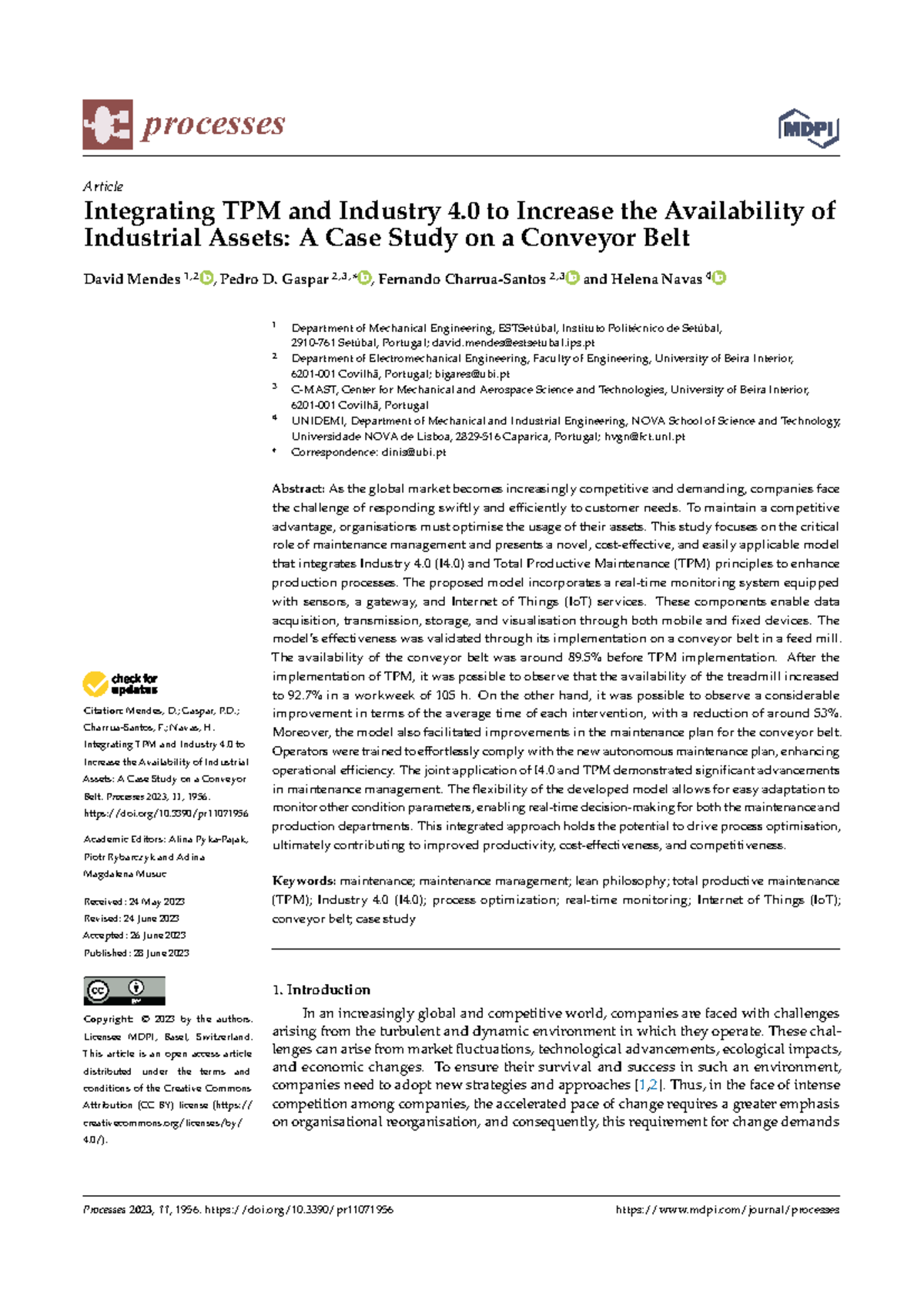 Integrating TPM and Industry 4.0 for Enhanced Conveyor Belt Performance ...