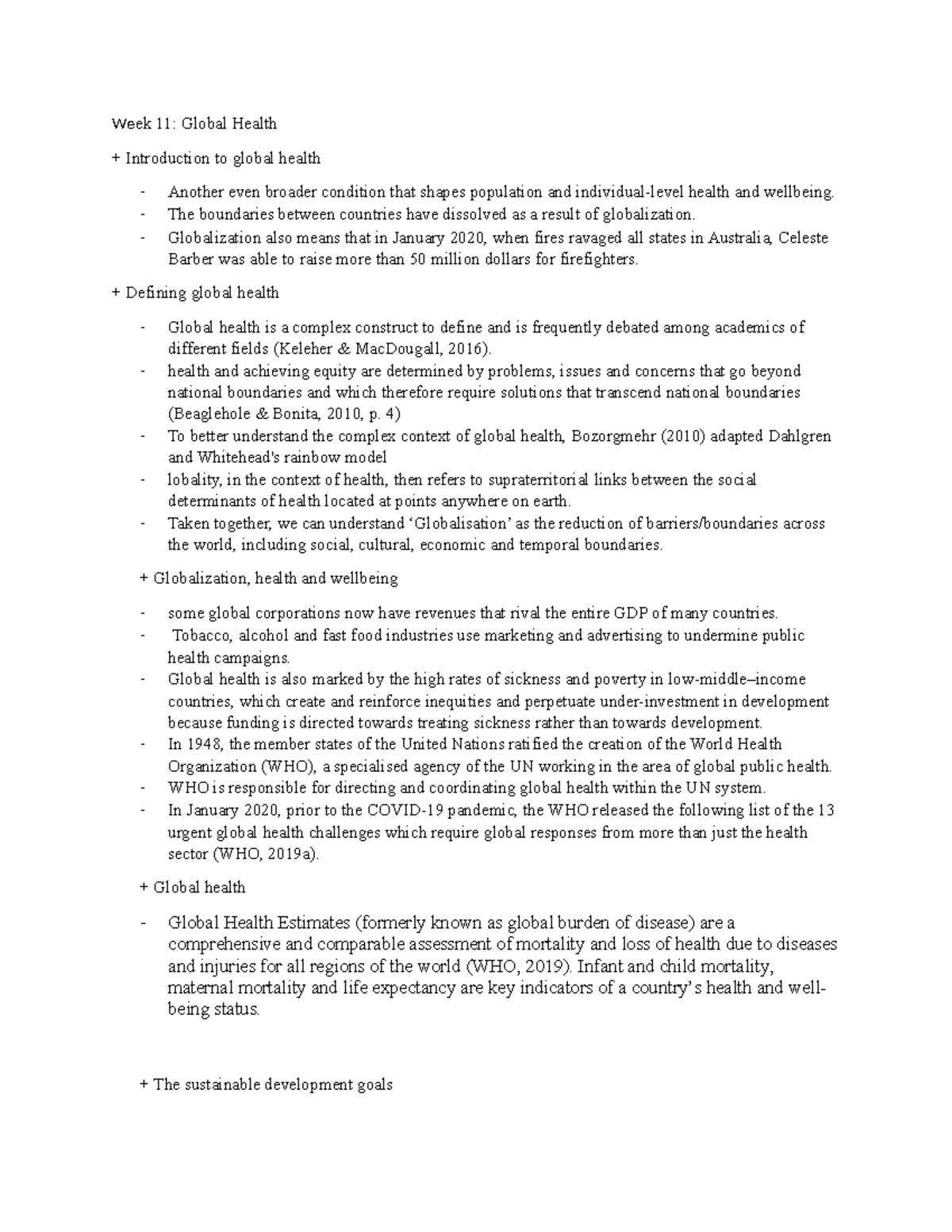 Week 11: Global Health Overview and Key Issues - NMM - Studocu
