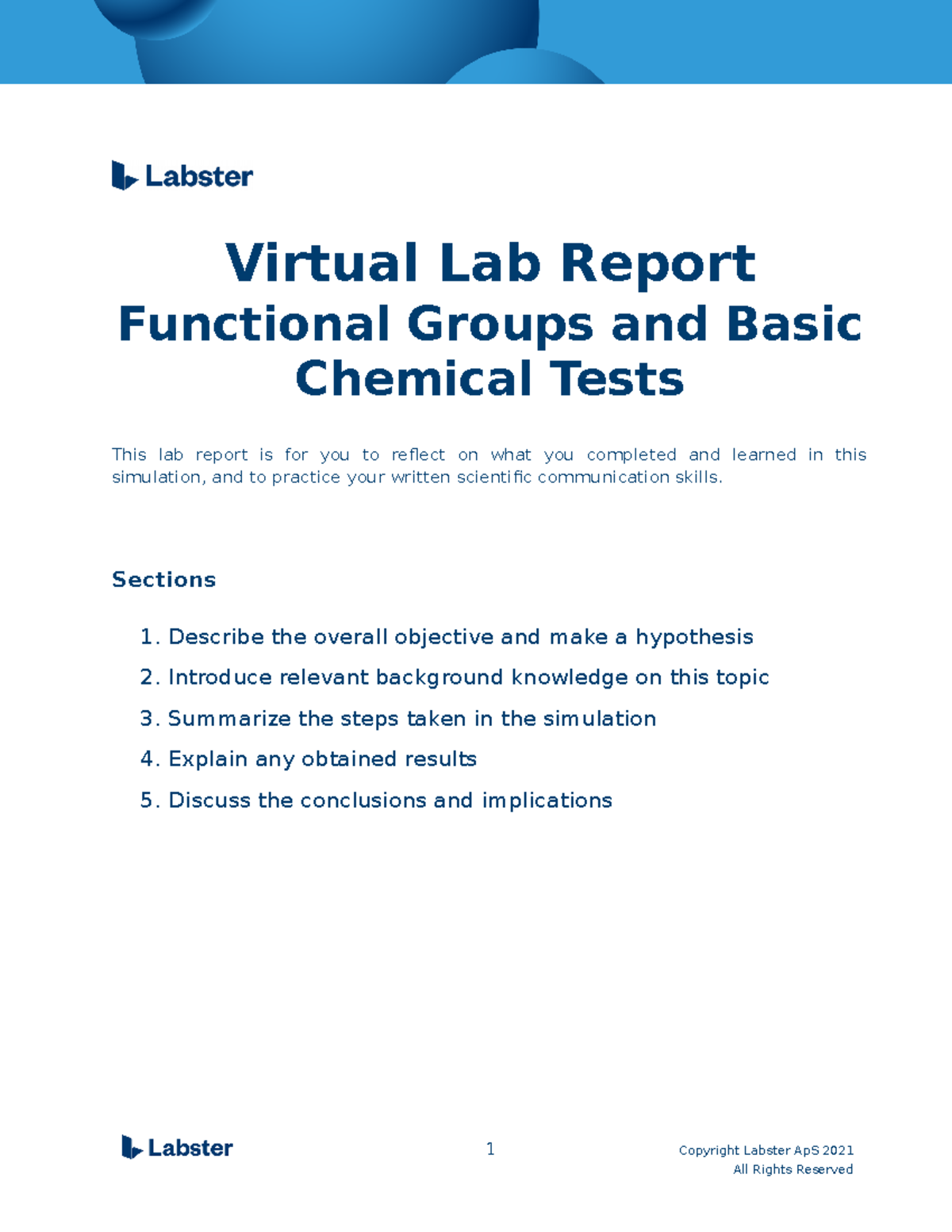 Functional Groups Basic Chem Tests MT - Virtual Lab Report Functional ...