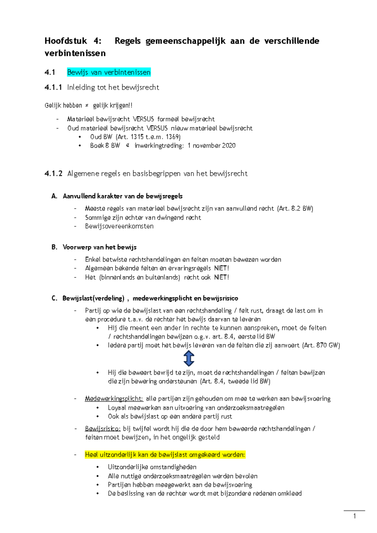 Verbintenissenrecht H4: Bewijs en Interpretatie van Rechtshandelingen ...