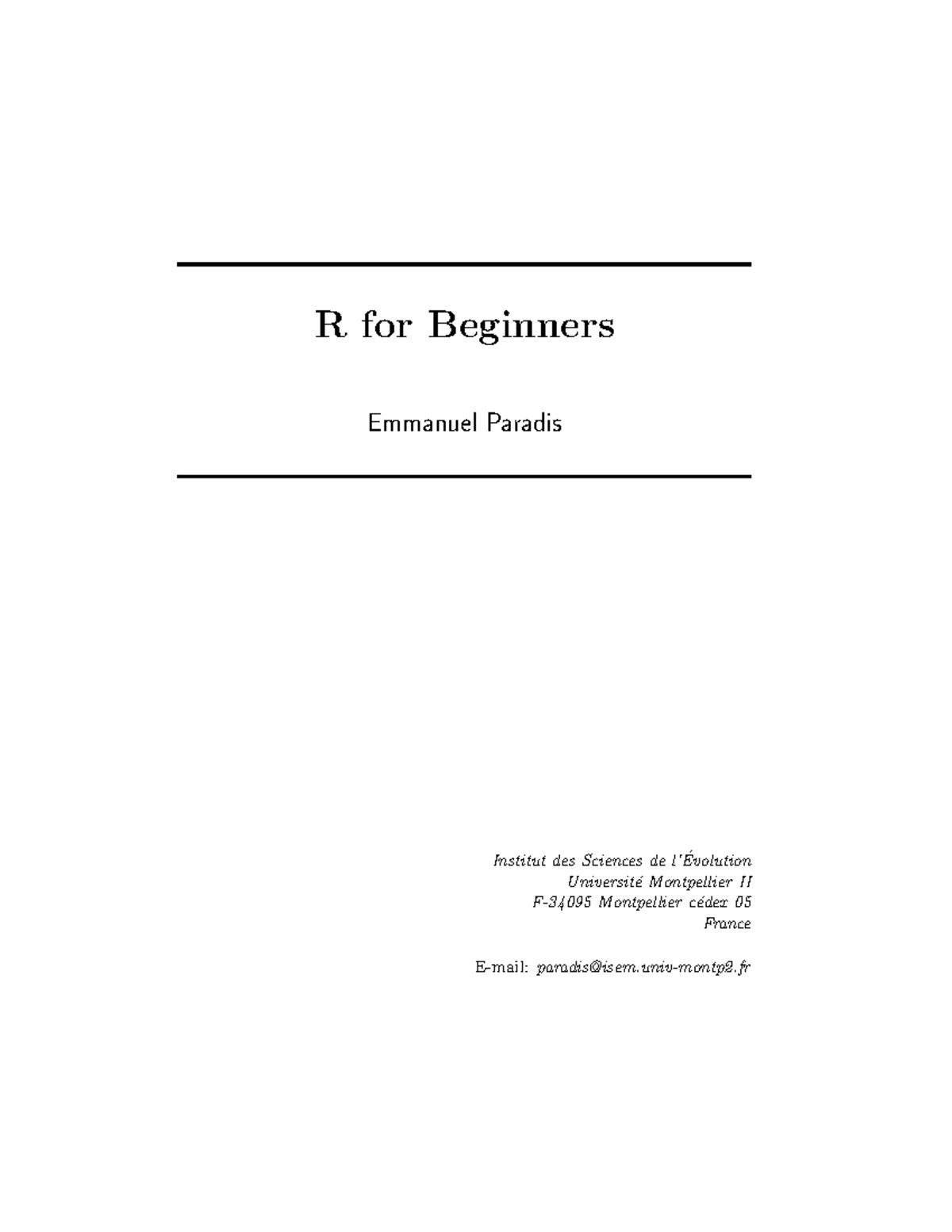 R for beginners - R for Beginners Emmanuel Paradis Institut des ...