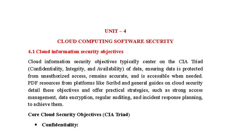 Cloud Computing Security Principles and Practices - UNIT 4 - Studocu