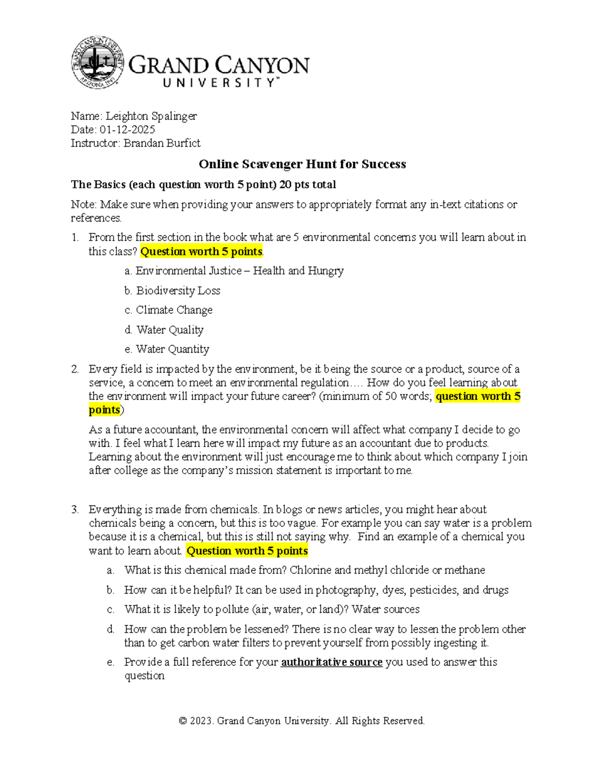 BIO 220 RS Online Scavenger Hunt For Success Resource - Name: Leighton ...