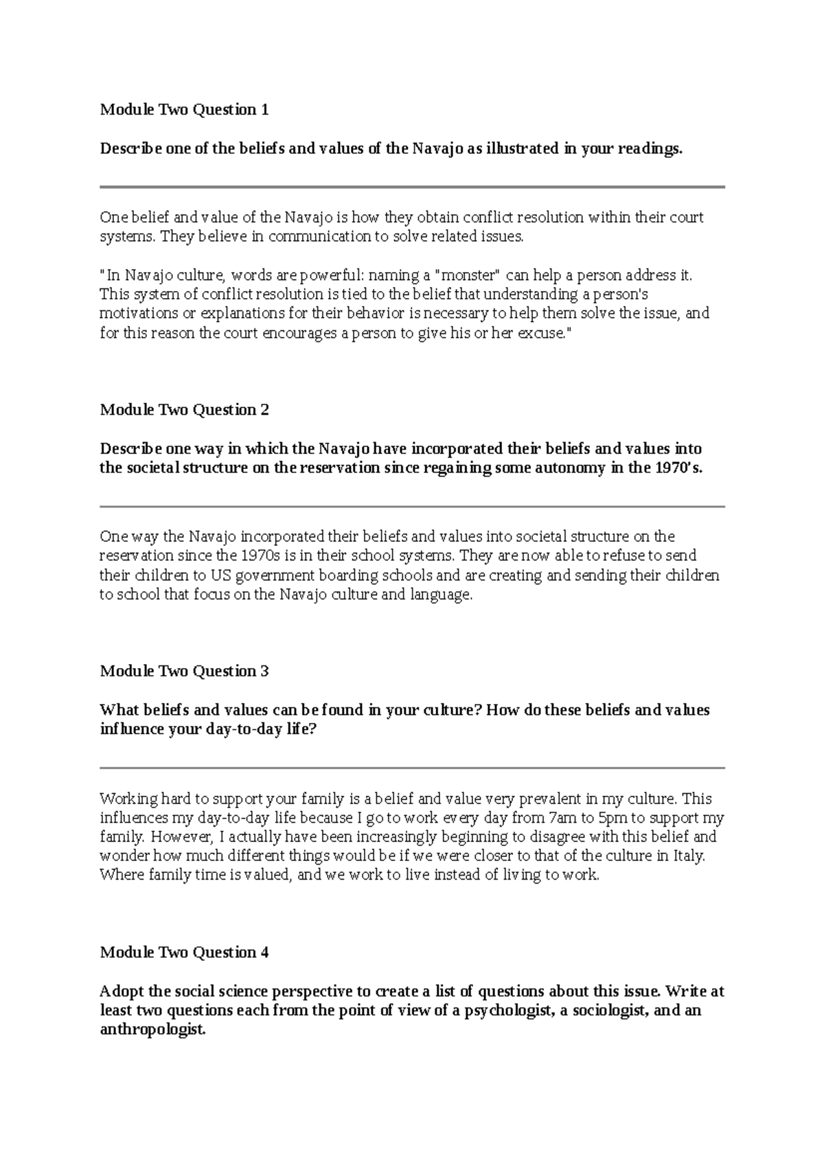 SCS 200 module 2 short answers - Module Two Question 1 Describe one of ...
