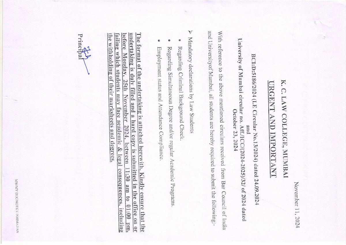 Urgent Notice for LLB Students (49) - Important Updates - Studocu
