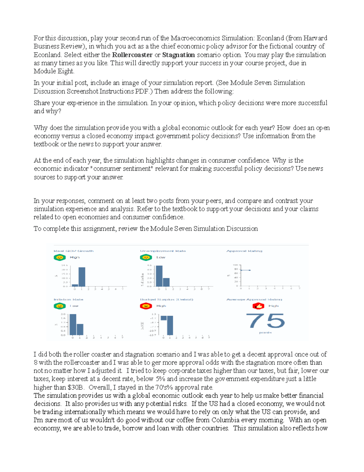 Econland Macroeconomics Simulation Discussion 7: Insights & Policies ...