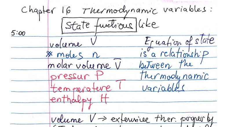 Lecture 1 - Chapter 16: Thermodynamic Variables and State Functions ...