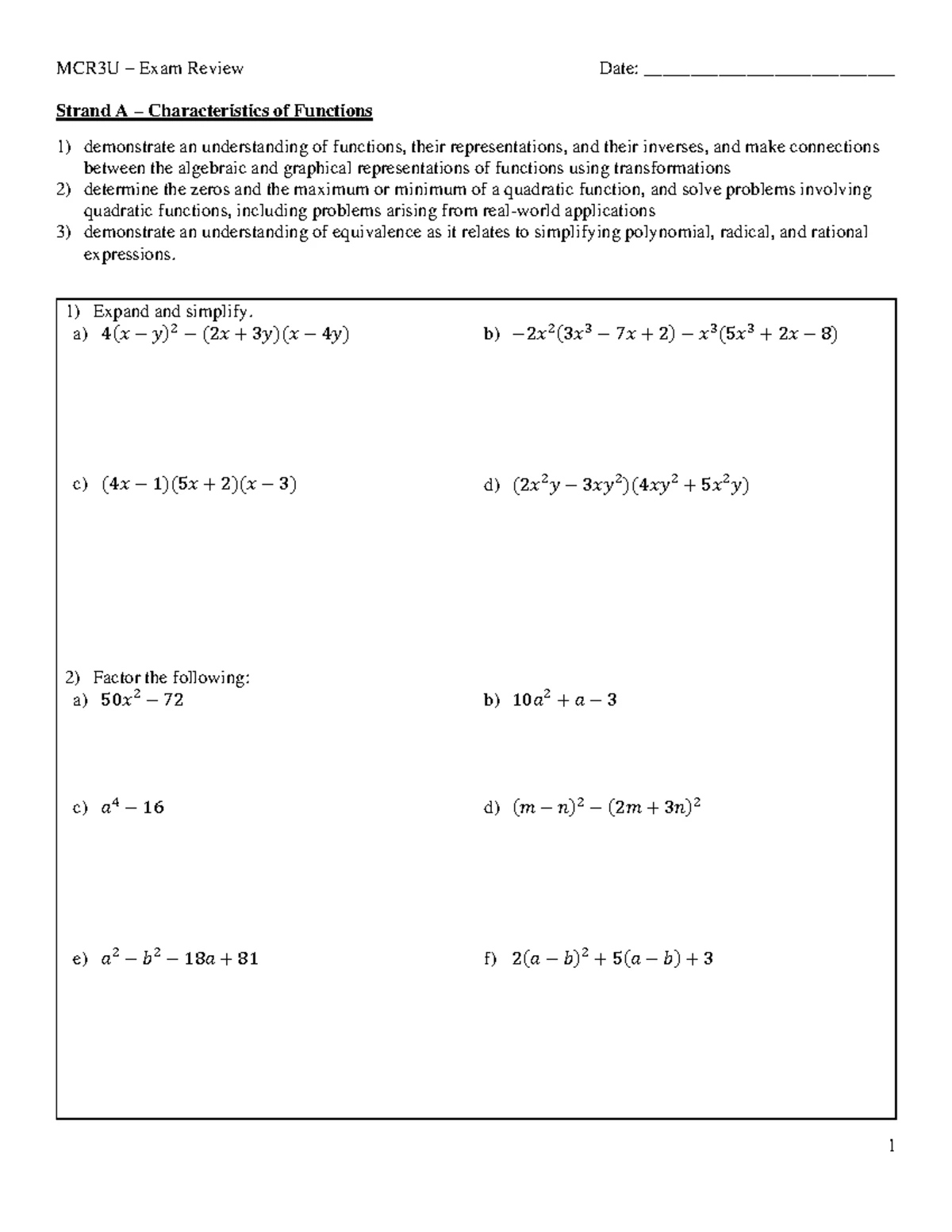 MDM4U Final Exam Formula Sheet & Z Score Table - Studocu