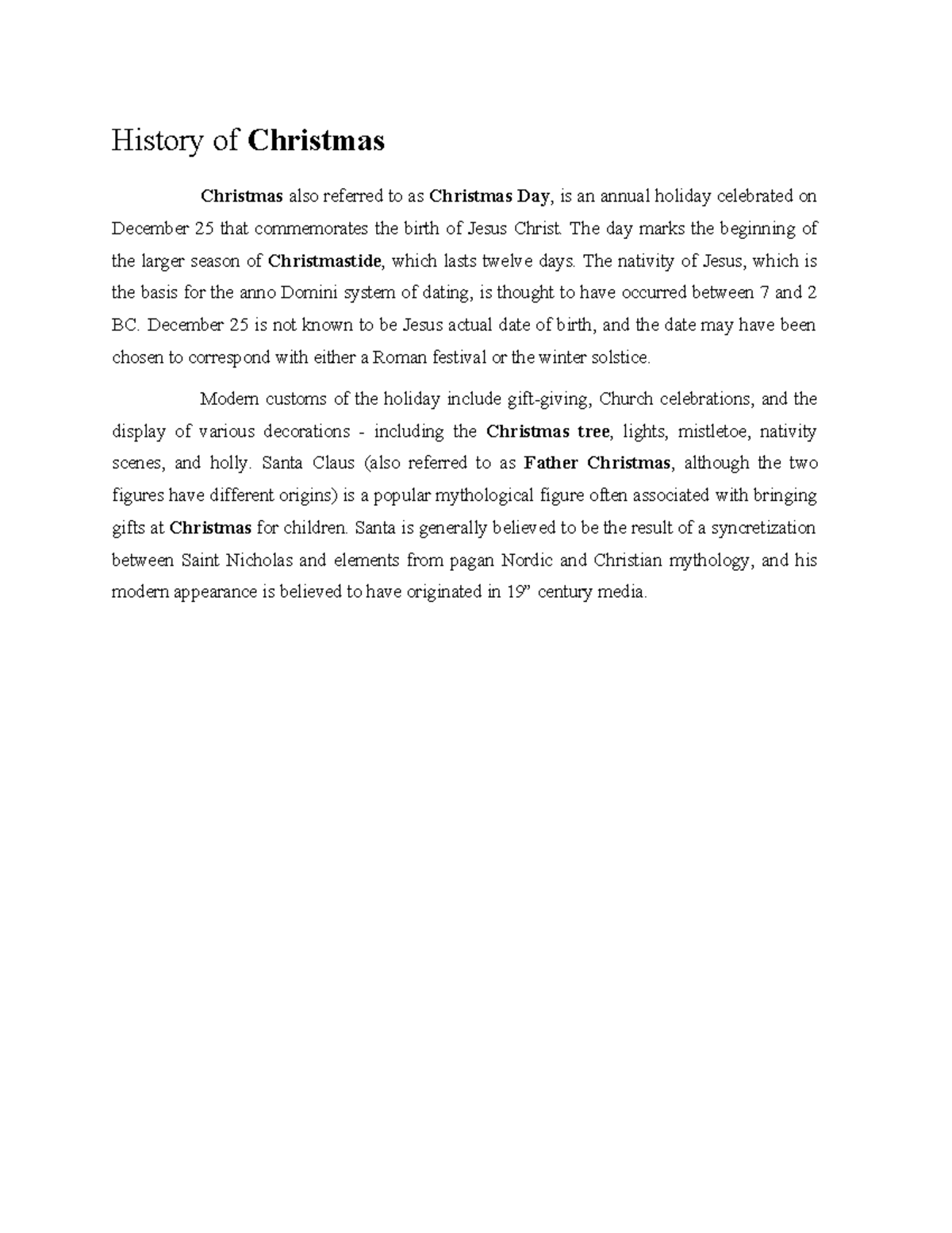 Bai02 - History of Christmas: Traditions and Origins Explained - Studocu