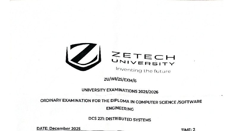 DCS 221: Distributed Systems - University Exam Notes - Studocu