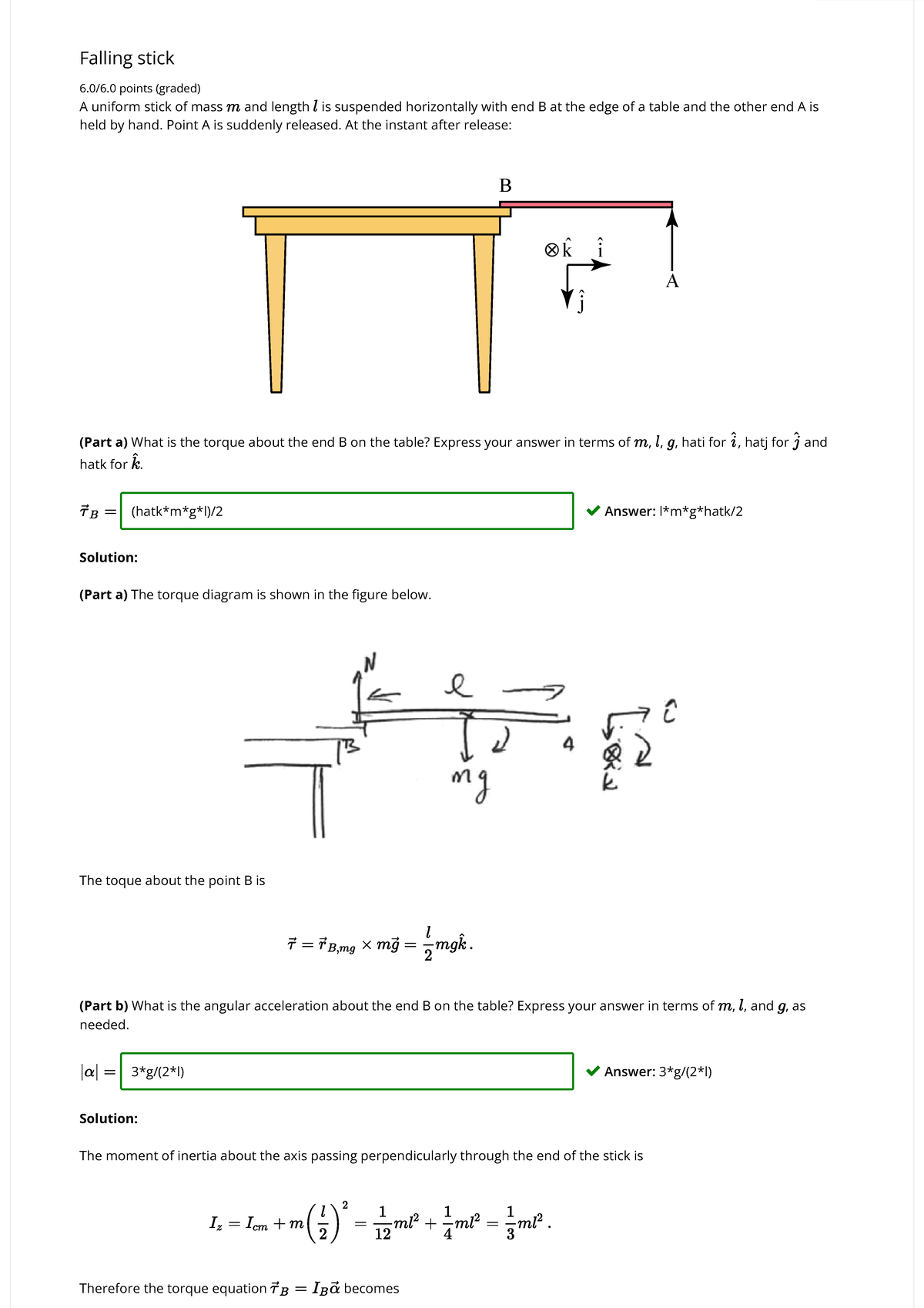 8.01 PSET 8 - Detailed Solutions for Problem Set and Torque Analysis ...