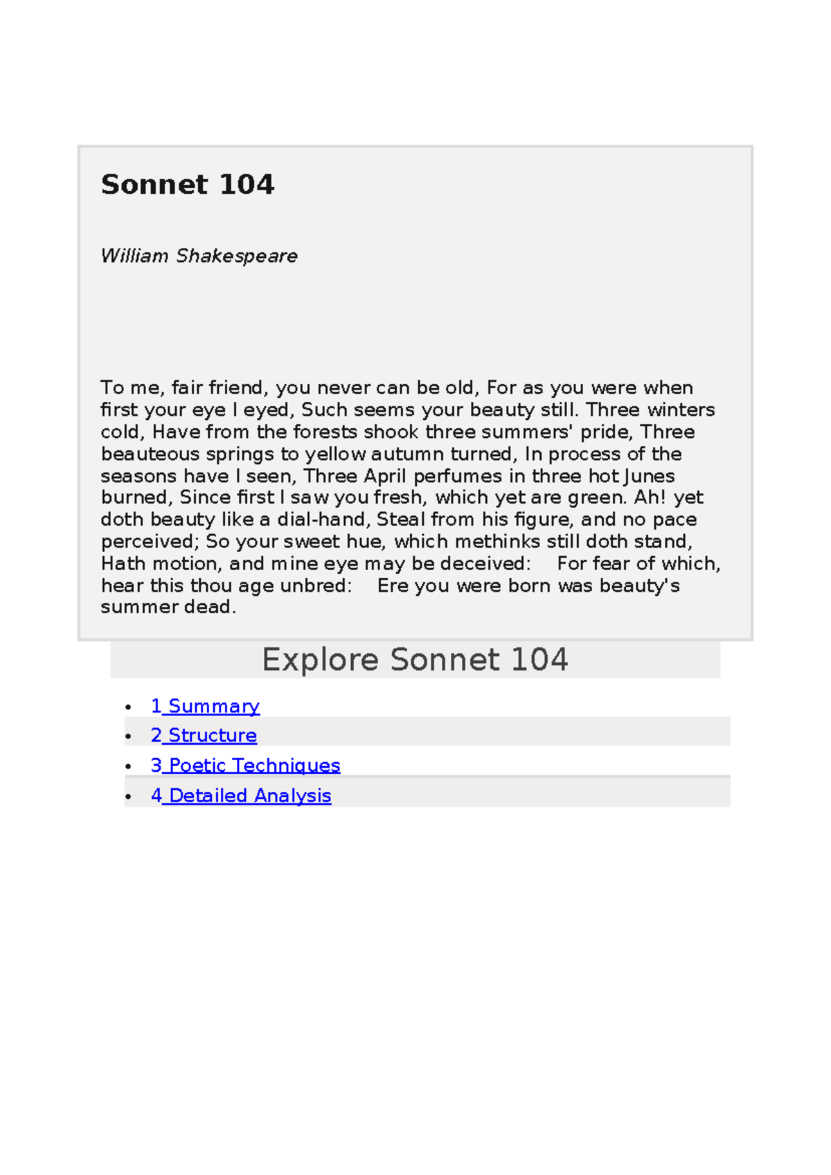 Exploring Sonnet 104 by William Shakespeare: Analysis & Techniques ...