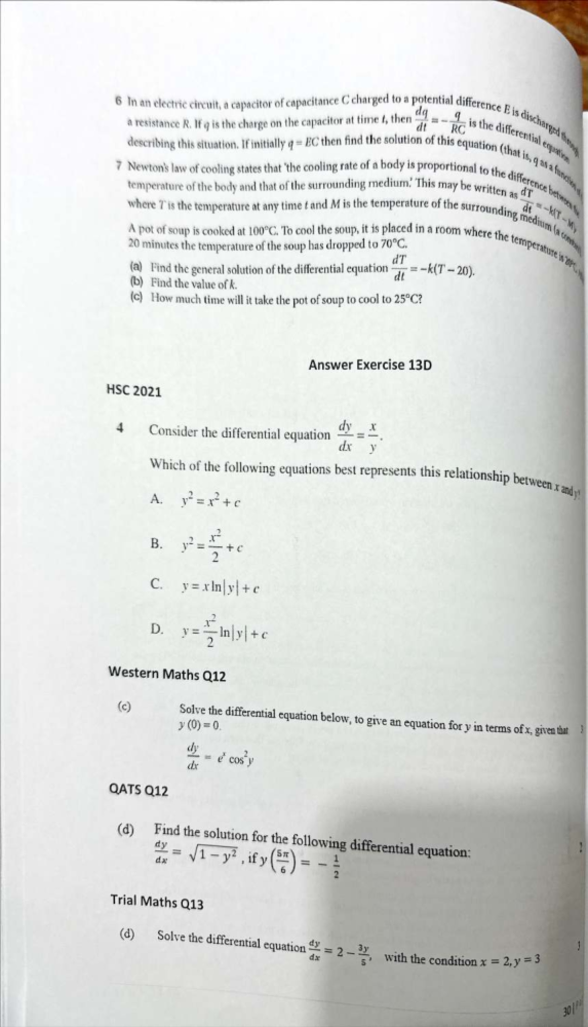 Differential Equations Part 2: Applications and Solutions - Studocu
