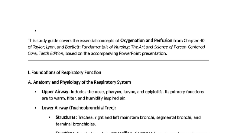 Oxygenation and Perfusion Study Guide: Key Concepts from Chapter 40 - Studocu