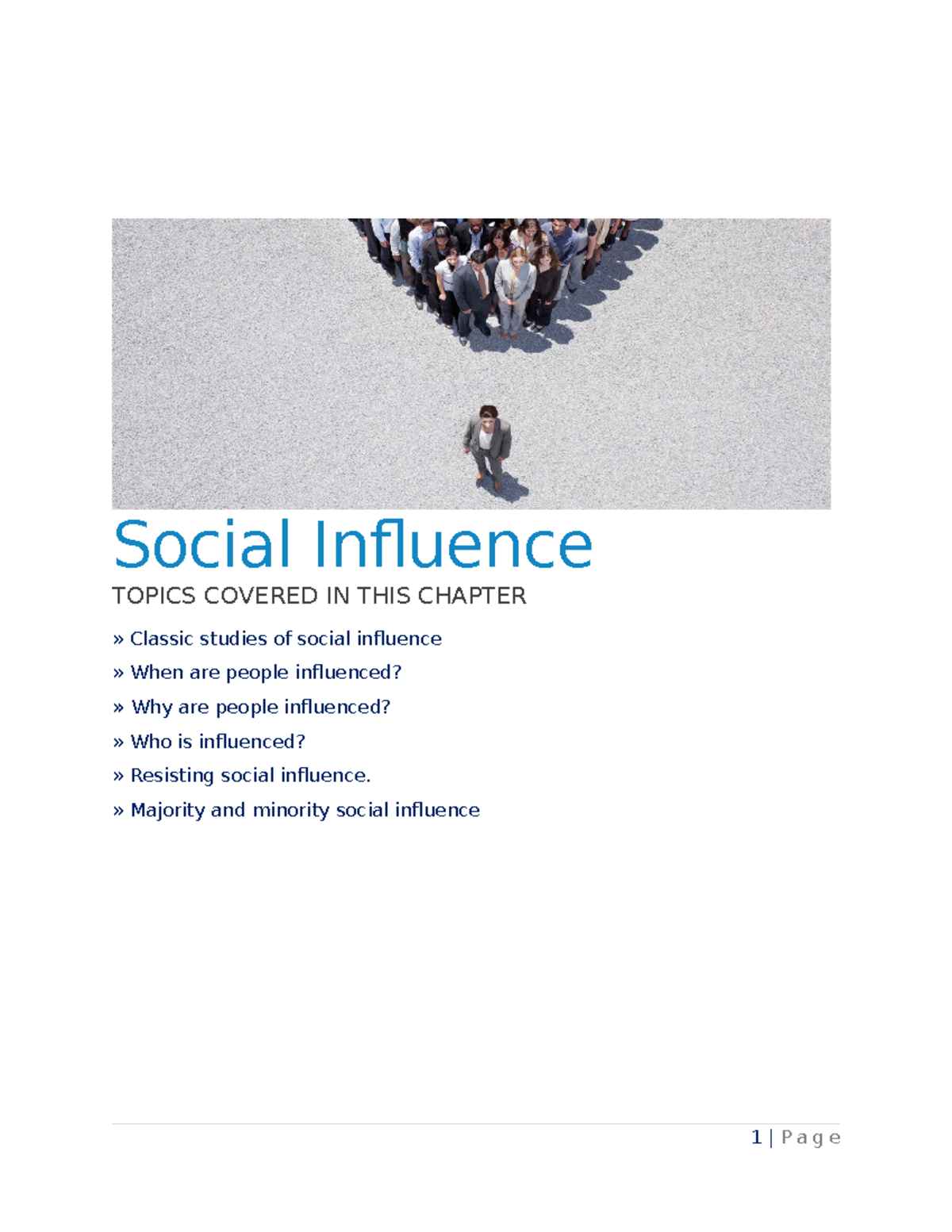 Social Influence new - Social Influence TOPICS COVERED IN THIS CHAPTER ...