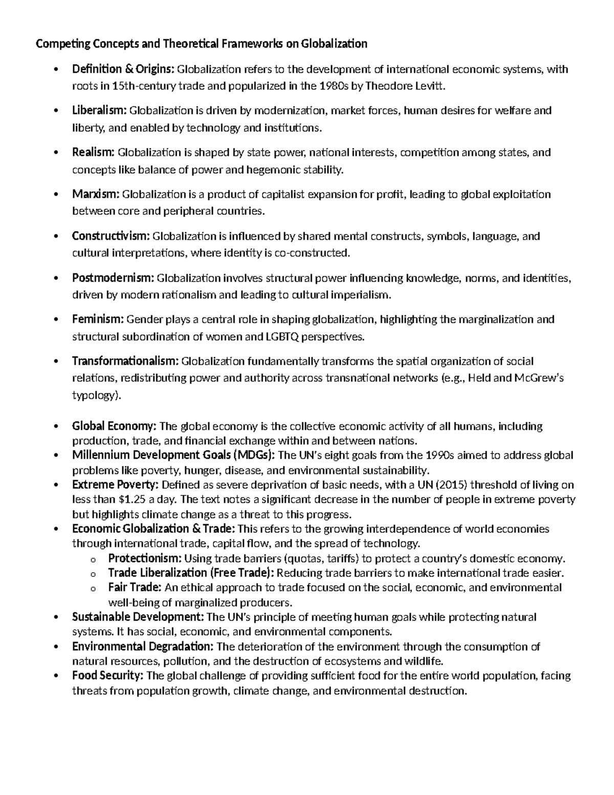 Globalization Theories and Economic Impacts: A Comprehensive Review - Studocu