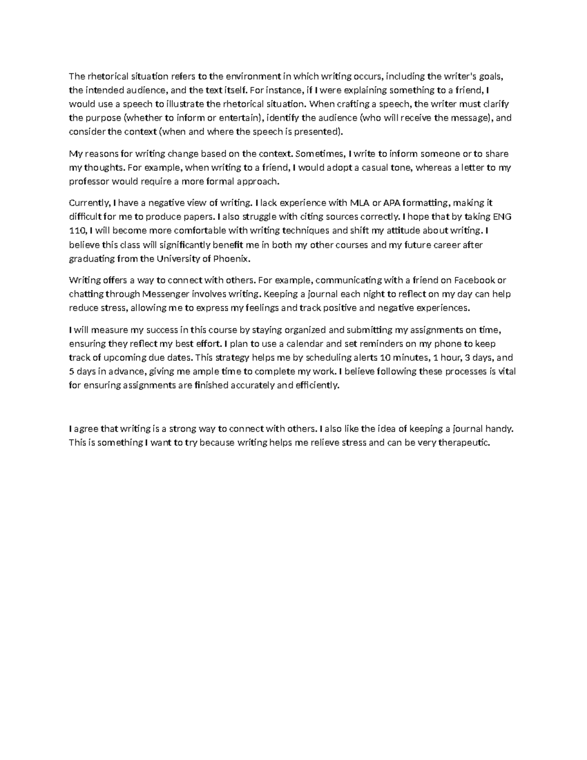 ENG 101 Week 1 Discussion: Understanding the Rhetorical Situation - Studocu