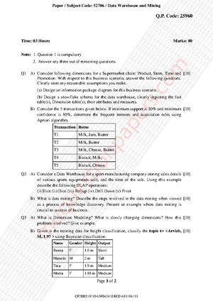 [Solved] Every data structure in the data warehouse contains the time - Data Warehousing ...