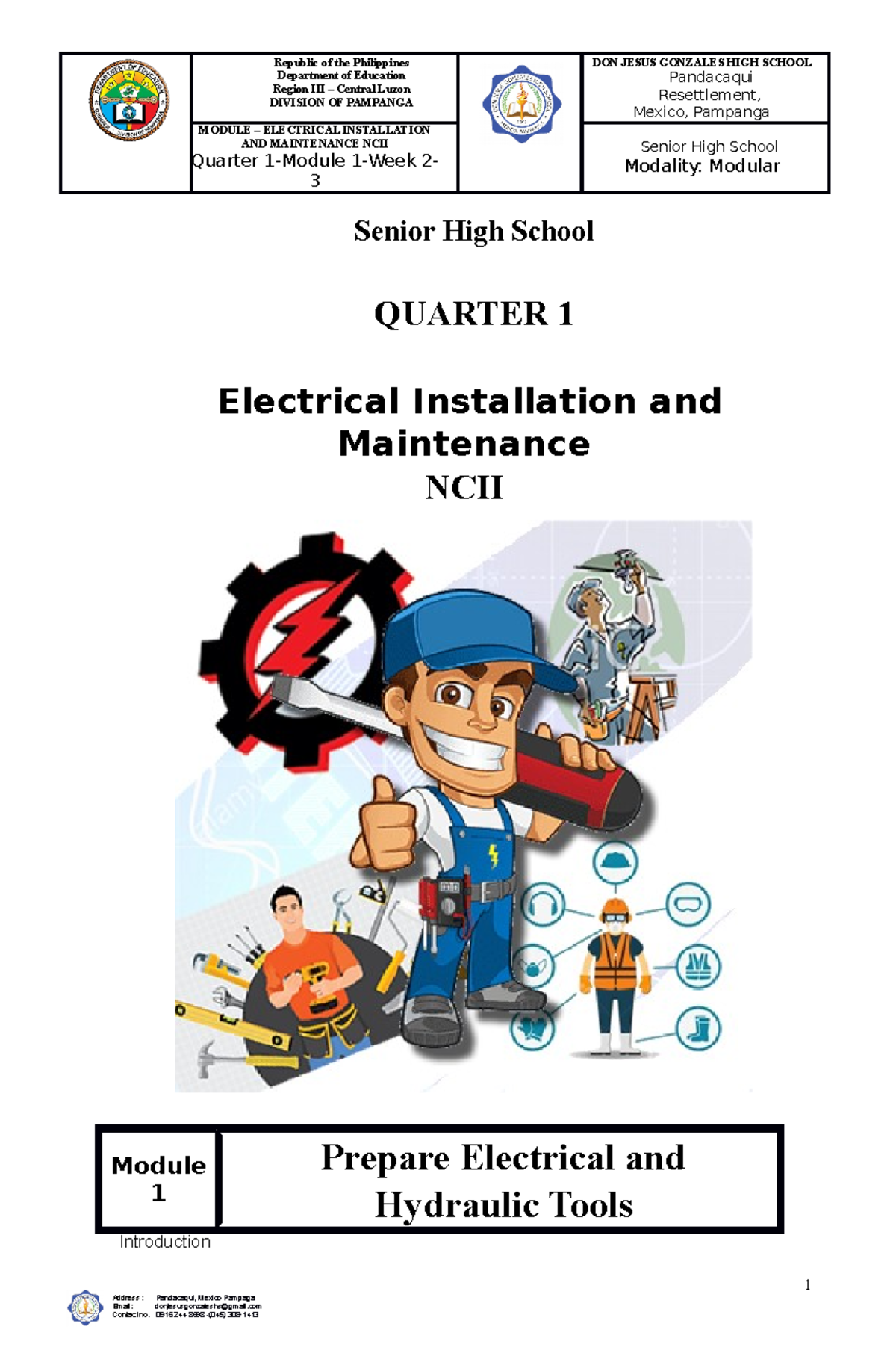 Electrical Installation & Maintenance NCII - G11 Q1 Module 1 Weeks 2-3 - Studocu