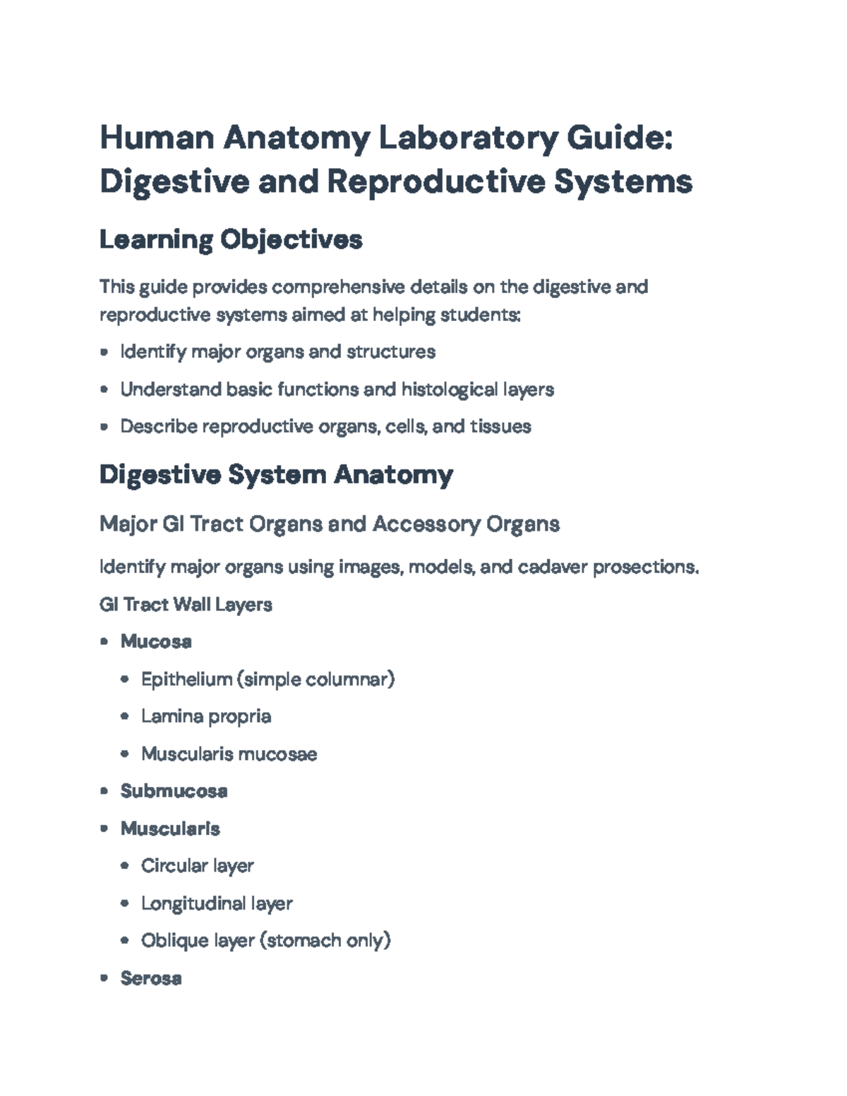 Human Anatomy Lab Guide: Digestive and Reproductive Systems Overview ...